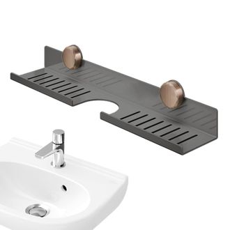 Generico f&uuml;r Waschbecken &uuml;ber dem Wasserhahn, Wandregale f&uuml;r Badezimmer, herausnehmbarer Organizer aus Kohlenstoffstahl mit Saugn&auml;pfen zur Aufbewahrung von Par