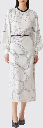 Fabiana Filippi Robe fourreau midi en soie &agrave; imprim&eacute; floral et manches ballon