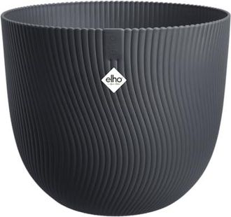 ELHO Sereh Rund 25 - Blumentopf f&uuml;r Innen und Au&szlig;en - 100% recyceltes Plastik - &Oslash; 24.5 x H 21 cm - Schwarz/Anthrazit
