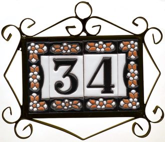 Generic Hausnummern und -schilder aus Keramik, schwarzes Blumenmuster, Fliesengröße: 7,5 cm x 3,5 cm, 2 bis 10 Fliesenrahmen (3 Fliesenrahmen)