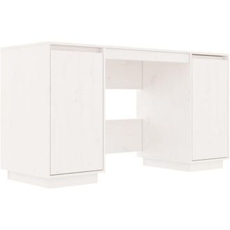 vidaXL Vidaxl - Bureau blanc 140x50x75 cm bois massif de pin