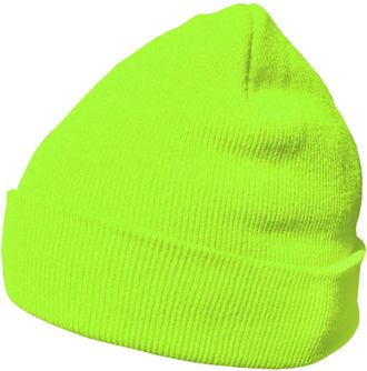 DonDon M&uuml;tze Herren M&uuml;tze Damen Winterm&uuml;tze Beanie klassisches Design Neongelb