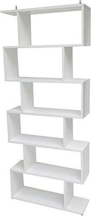 Dmora Dekoratives und funktionales doppelseitiges B&uuml;cherregal, gl&auml;nzend wei&szlig;e Farbe, Ma&szlig;e 80 x 192 x 25 cm