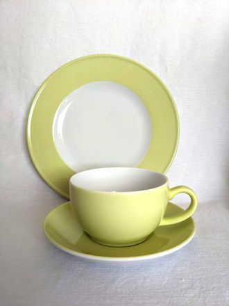 Dibbern SONDERAKTION Solid Color - Kaffeetasse m.U. 0,25 + Teller 21 cm - pistazie - NEU