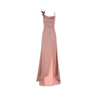 Blumarine Langes Kleid aus Stretch-Satin - - Dresses - Damen - Rosa - XS