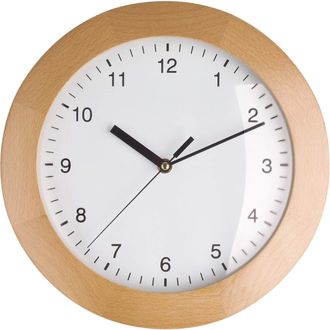 TFA Dostmann Funkwanduhr, Design Wanduhr Holz, 98.1065, aus Buche, zum Hängen, 31cm Durchmesser, als Küchenuhr, Wohnzimmeruhr, Designuhr, braun
