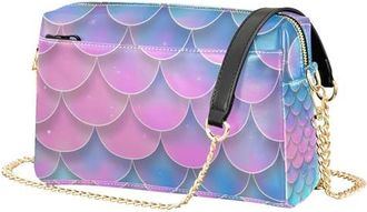 Mnsruu Sacs à bandoulière romantiques en cuir pour femme, motif écailles de poisson, sac à main