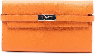 Herm&egrave;s Portemonnaie - Epsom Kelly Trifold Long Wallet - Gr. unisize - in Orange - f&uuml;r Damen