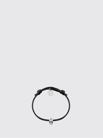 Philipp Plein Bracelet Skull en coton et acier avec logo Hexagon