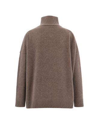 Max Mara Womens High-Neck Virgin Wool Jumper Hazelnut Jumpers Sweater