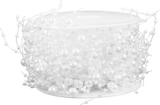 Holibanna Hemobllo K&uuml;nstliche Perlenkette 4m Rolle Perlen f&uuml;r Vasenf&uuml;llung und Schwimmende Kerzen Wei&szlig; Selbstgemacht Bastelmaterial f&uuml;r Hochzeiten Weihnachten u