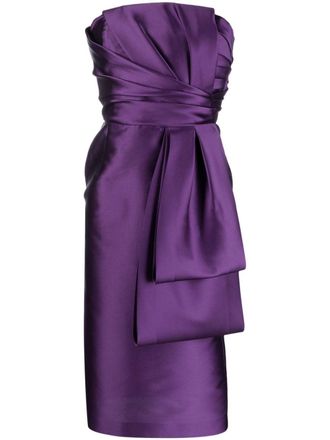 Alberta Ferretti robe mi-longue asym&eacute;trique &agrave; d&eacute;tail de noeud - Violet