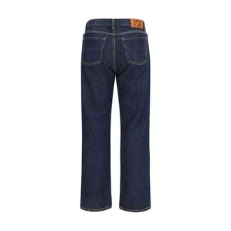 Fendi Mens Blue Cotton Straight-Leg Jeans Clothing