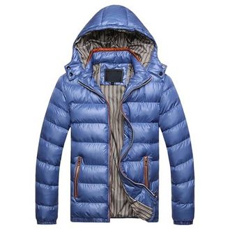Generic Manteau dhiver homme &agrave; capuche, &eacute;pais, en coton, avec capuche amovible, veste dhiver bleue, taille XXL