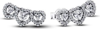Pandora Pandora Timeless Strahlenkranz Herz Trilogie Ohrstecker aus Sterling Silber mit Zirkonia, 294411C01