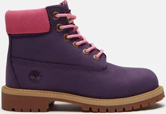 Timberland Wasserfester Timberland Premium 6-Inch Boot f&uuml;r Kinder in Dunkelviolett/Hellpink, Violett, Gr&ouml;&szlig;e