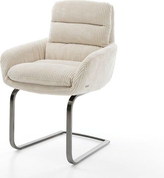 DELIFE Freischwinger Abelia-Flex mit Armlehnen Cord Beige Freischwinger flach Graphit, Esszimmerstühle