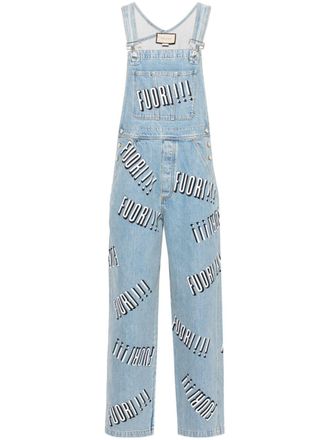 Gucci Jeans-Overall mit Fuori-Schriftzug - Blau
