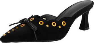 Smilice Mules décontractées pour femme avec talon et bout pointu, Noir, 46 EU