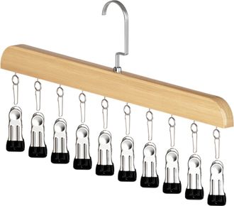 Generic Schrank-Hosen-Organizer - robuster vertikaler H&auml;ngerahmen aus Stahl, Rutschfester Kleidungsst&auml;nder mit zehn Griffen, verstellbare Edelstahl-Clips | Pr