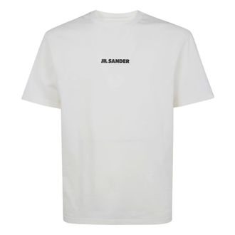 Jil Sander Homme, Tops, Blanc, Taille: XL T-shirt ras du cou à manches courtes avec logo