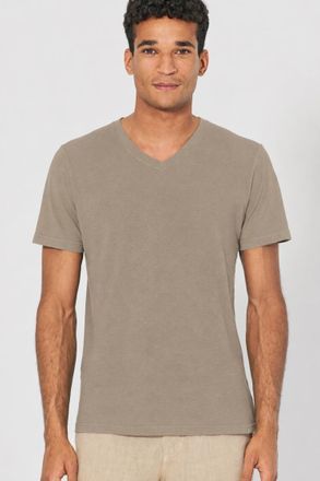 Hempage Hempage Herren vegan T-Shirt V-Ausschnitt Slim Fit Grit Beige