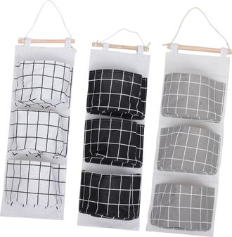 Cabilock 3 Stück Teiliges Baumwoll leinen Hängeaufbewahrungstaschen Dekorativ für Wand und Tür Vielseitiger Organizer für Schlafzimmer Wohnzimmer Büro zur Orde