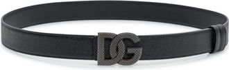 Dolce & Gabbana Homme, Accessoires, Noir, Taille: 120 CM Ceinture en cuir de veau avec boucle logo crois&eacute;