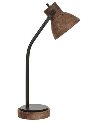 Beliani Schreibtischlampe mit Schirm Mango-Holz dunkelbraun/schwarz verstellbar Kolar