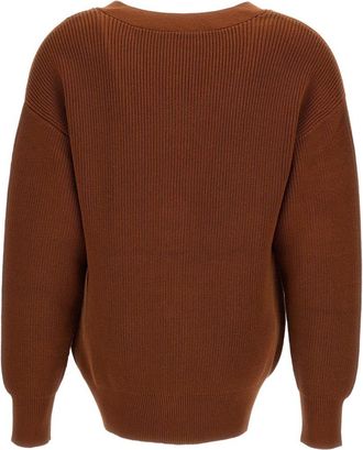 Elisabetta Franchi Toggle-Fastening Ribbed Knit Cardigan - Brown