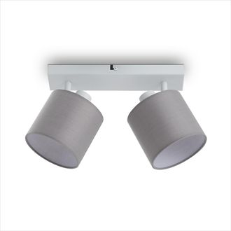 Paco Home LED Pendellampe Wandlampe Deckenlampe Wohnzimmer Esszimmer Schlafzimmer Modernes Design Uni Schirm Stoff E14, Farbe:Grau - Weiß, Leuchtentyp___Technol