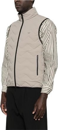 Emporio Armani Homme, Vestes, Gris, Taille: L Veste sans manches matelass&eacute;e &agrave; chevrons en duvet