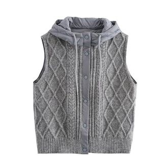 Generic Gilet Sans Manche Femme Gilet Femme D&eacute;contract&eacute; Quotidien Ville R&eacute;tro &Agrave; Capuche - Gilet Matelass&eacute; Pour Empilage D&eacute;tendu Automne
