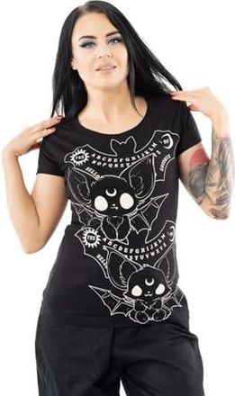 EMP Chauve-Souris Ouija - T-Shirt Femme T-Shirt Manches Courtes Noir L 100% Coton Slim Fit