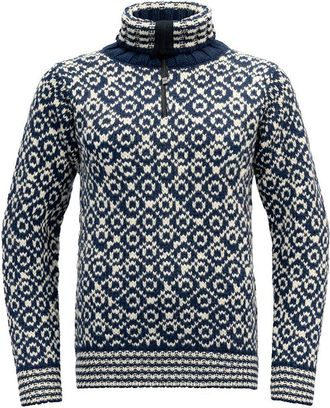 Devold Svalbard Sweater Zip-Neck, M, Night/Offwhite 287A