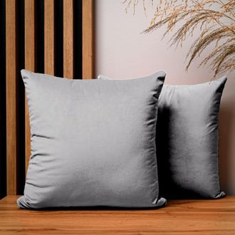 MG Design 2er Set Kissenbez&uuml;ge 40 x 40 cm in Grau - mit Rei&szlig;verschluss, samtig-weich mit dezentem Schimmer, pflegeleicht & langlebig