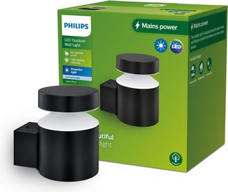Philips Outdoor Laven Wandleuchte up 6W, 4000 Kelvin k&uuml;hlwei&szlig;es Licht, IP44 wetterfest, schwarz, K&uuml;hlwei&szlig;