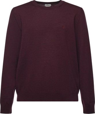 Etro Homme, Pulls, Violet, Taille: XL Pull en laine avec monogramme brod&eacute;