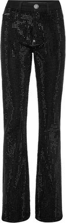 Philipp Plein Femme, Pantalons, Noir, Taille: W29 Denim Pantalons Flare Fit Strass