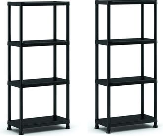 Keter 2er Set Regale 60/4, schwarz, 4 Einlegeb&ouml;den, max. Traglast je 20 kg, 60 x 30 x 135 cm