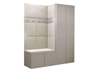 Mirjan24 Garderoben-Set Monati III, 2X Schuhschrank + Kleiderhakenbrett + Kleiderschrank Gepolstertes Paneel/Wandpaneel Kleiderhaken Flurgarderobe Wandgarderob
