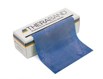 Theraband Widerstandsband 5.5m - Blau (Extra Stark) - Professionelles Latex-Fitnessband f&uuml;r Krafttraining, Reha, Stretching & Physiotherapie