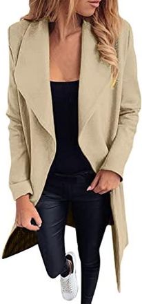 Generic Vestes dhiver pour femmes, trench-coat &agrave; revers mi-long avec ceinture 2026, beige, XXL