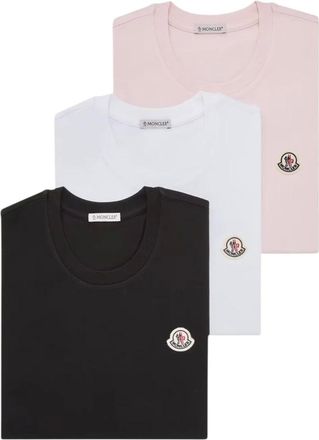 Moncler Femme, Tops, Multicolore, Taille: 38 FR T-shirt en coton avec patch logo (lot de trois)