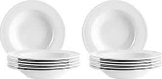 M&auml;ser Serie Arlona, Suppenteller f&uuml;r 6 Personen aus hochwertigem Porzellan, tiefes Teller Set, zeitlos, elegant, Porzellan, wei&szlig; (Packung mit 2)