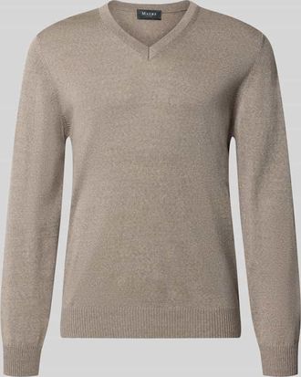 Maerz Regular Fit Strickpullover aus reiner Schurwolle mit V-Ausschnitt