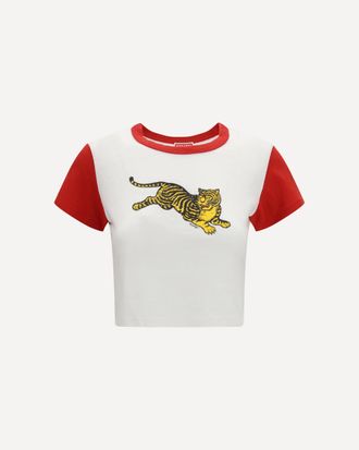 Kenzo Jumping Tiger cropped cotton T-shirt Female XS
