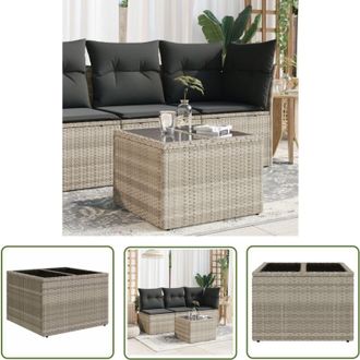 vidaXL Table de jardin avec dessus en verre gris clair r&eacute;sine tress&eacute;e - Table De Jardin - Mobilier De Jardin - Table Ext&eacute;rieure - Table Patio - Table En