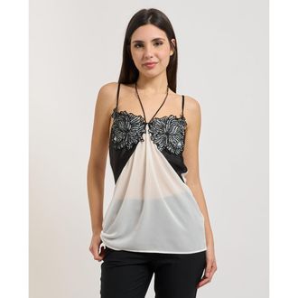 Fracomina Haut pour femme orn&eacute; de fleurs et de strass