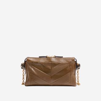 Valentino Garavani Womens Leather Shoulder Bag Panthea Brown